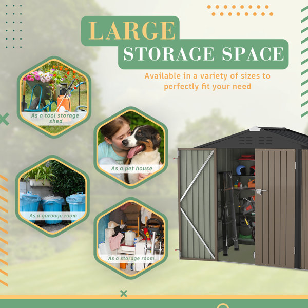 Devoko 6 ft. W x 4 ft. D Steel Storage Shed & Reviews | Wayfair Devoko 6 ft. W x 4 ft. D Steel Storage Shed & Reviews | Wayfair